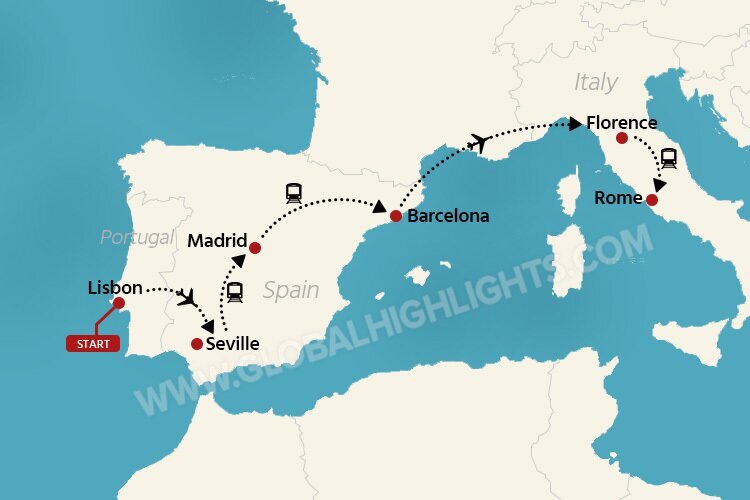 14-Day Portugal, Spain, and Italy Itinerary